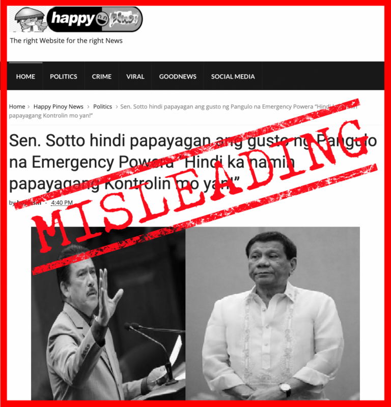 VERA FILES FACT CHECK: Report claiming Tito Sotto is financier of NPA ...