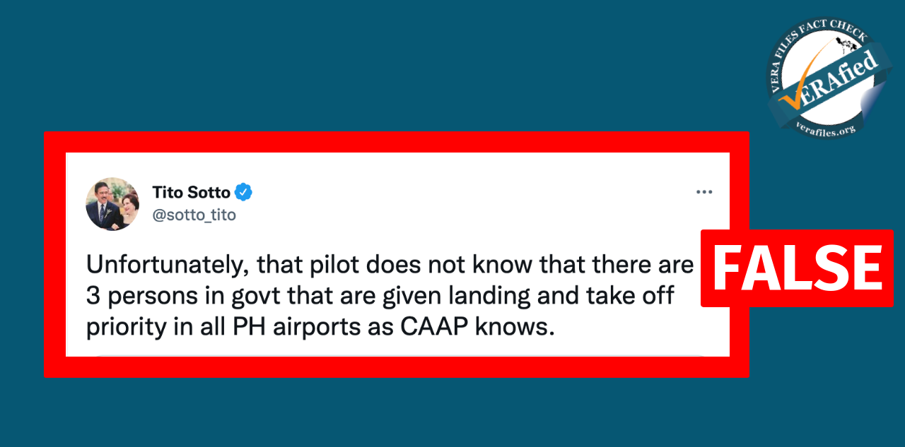 Sotto wrongly claims only 3 govt officials enjoy ‘priority landing and ...