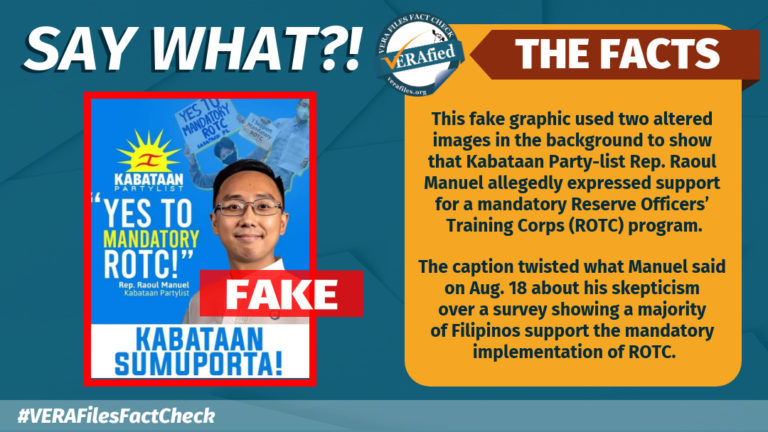 VERA FILES FACT CHECK: Graphic showing Kabataan Party-list Rep. Manuel ...