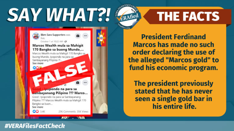 VERA FILES FACT CHECK: NO alleged ‘Marcos gold’ will be used for public ...