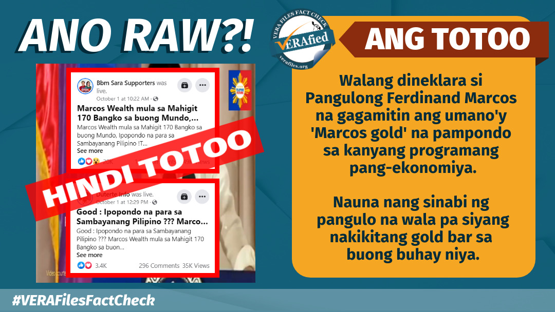 VERA FILES FACT CHECK: NO alleged ‘Marcos gold’ will be used for public ...