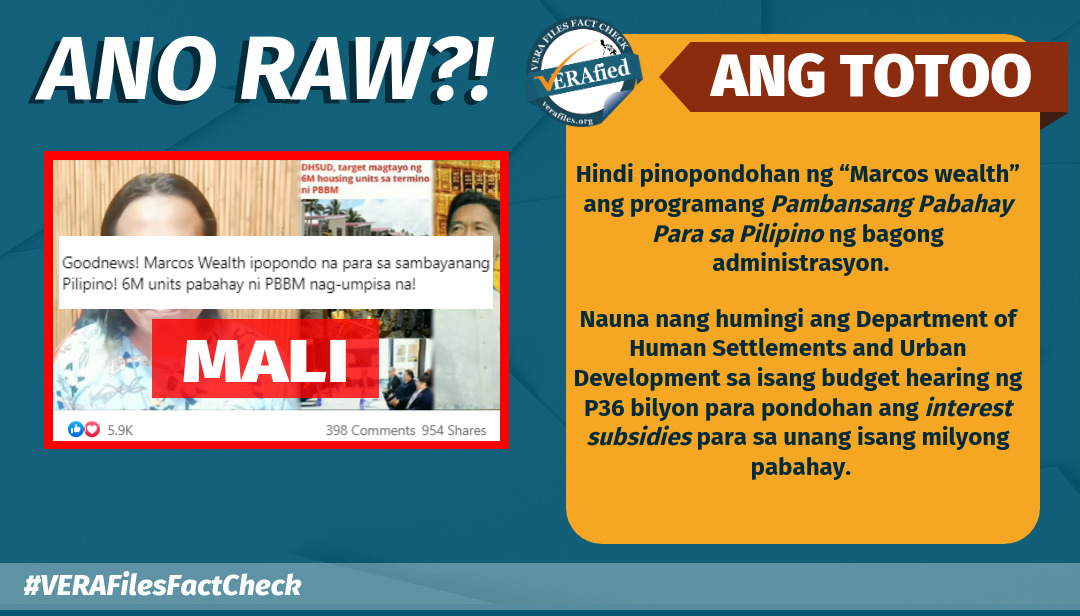 VERA FILES FACT CHECK: Government housing program NOT funded by ‘Marcos ...