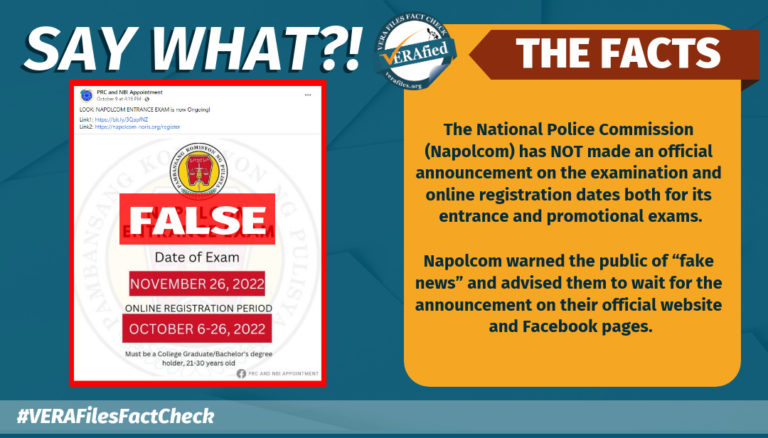 FACT CHECK: Circulating Napolcom entrance exam and online registration ...