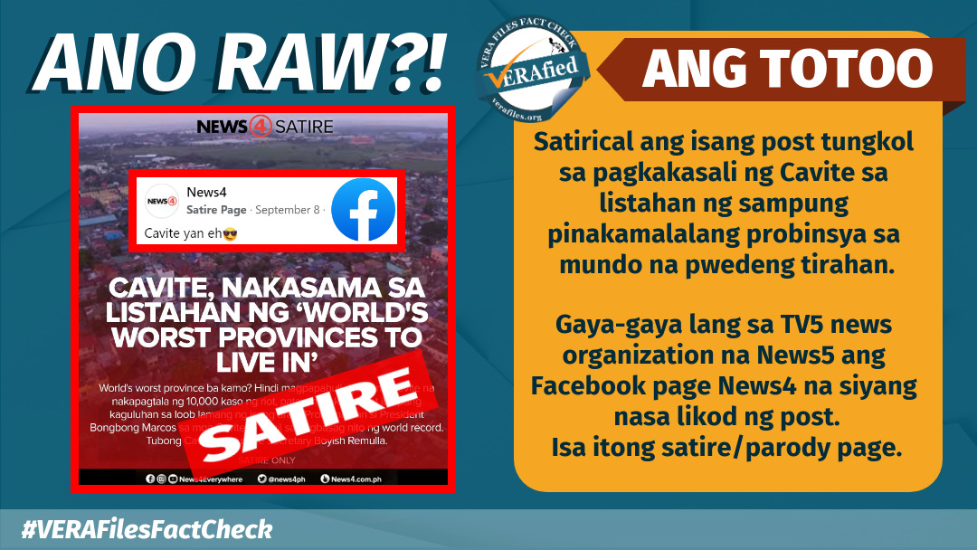 VERA FILES FACT CHECK: Cavite listed as one of the worst provinces to ...