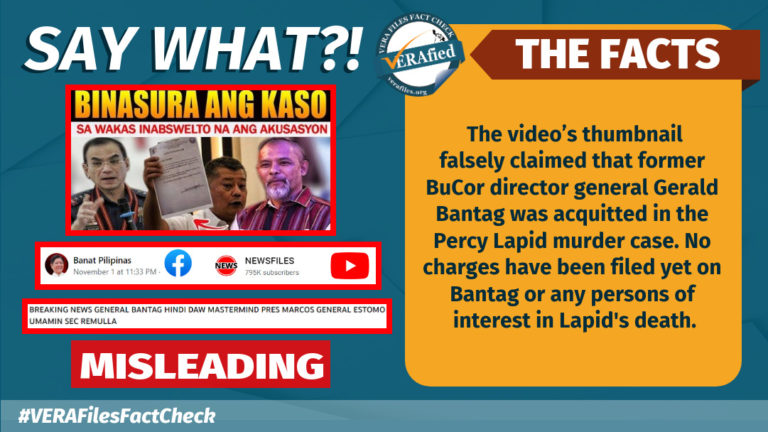 VERA FILES FACT CHECK: Video claiming Bantag ‘acquitted’ from Lapid ...