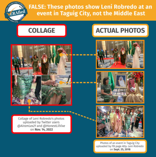 VERA FILES FACT CHECK: Photos of Robredo FALSELY claimed as taken in ...