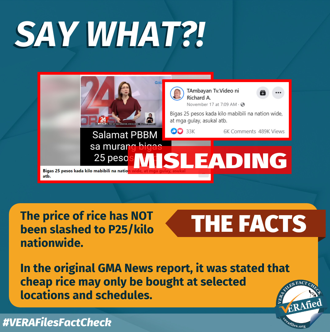 VERA FILES FACT CHECK: Cost of rice has NOT gone down to P25/kilo ...