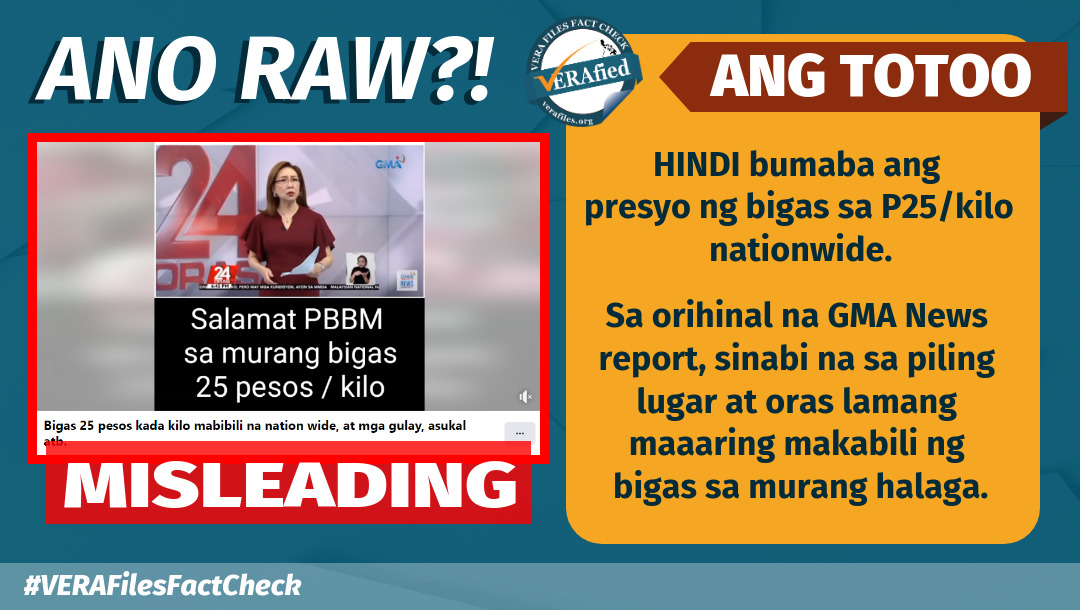 VERA FILES FACT CHECK: Cost of rice has NOT gone down to P25/kilo ...