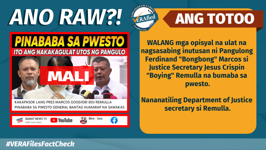 VERA FILES FACT CHECK: Marcos DID NOT order Remulla to step down - VERA ...