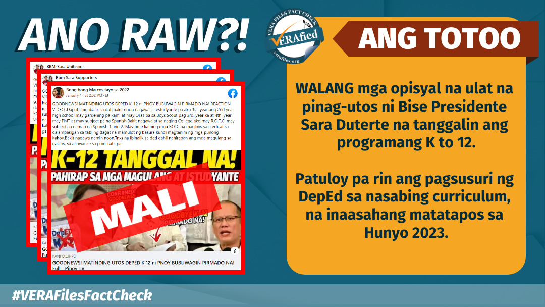 Sara Duterte has NOT abolished K-12