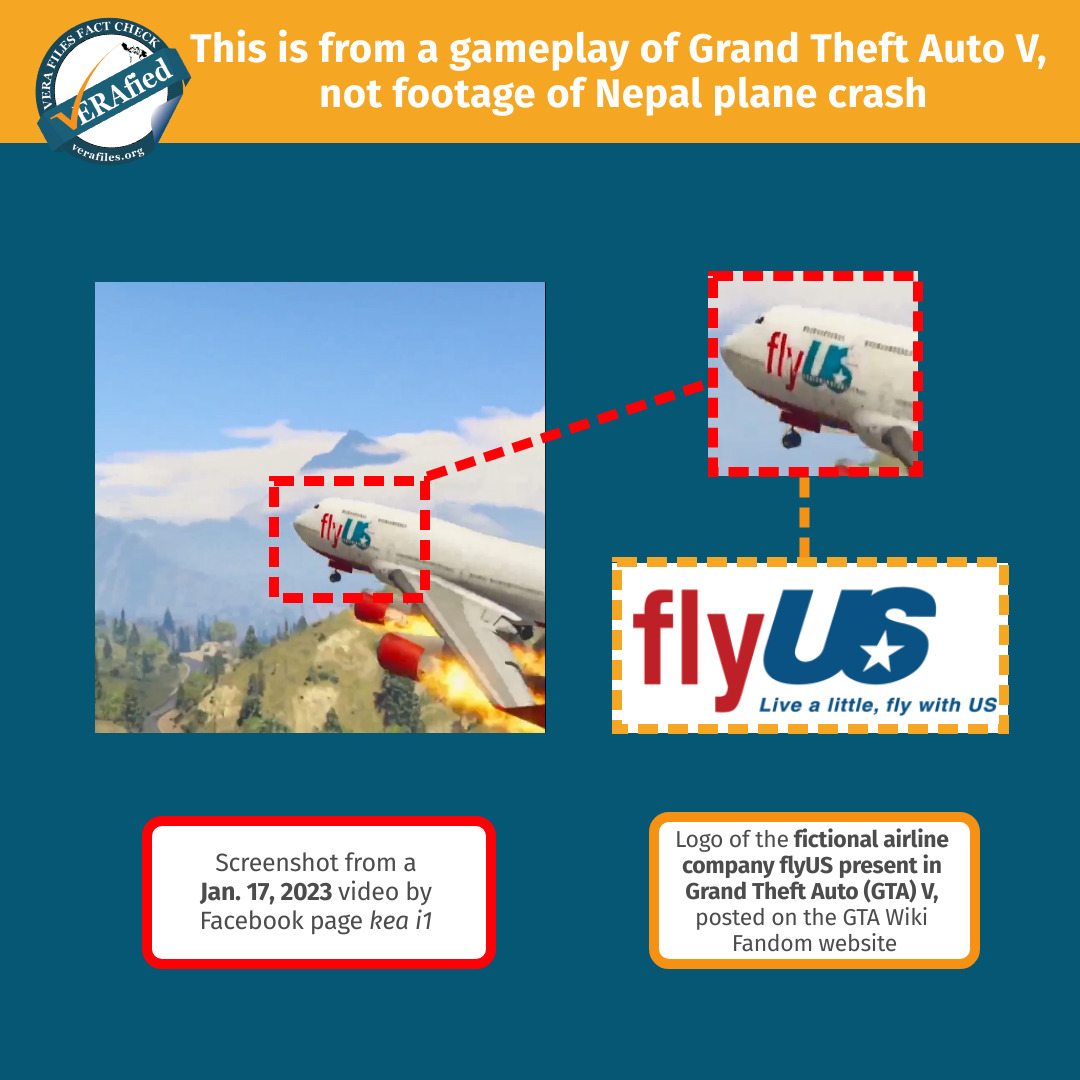 GTA V gameplay FALSELY labeled as Nepal plane crash footage