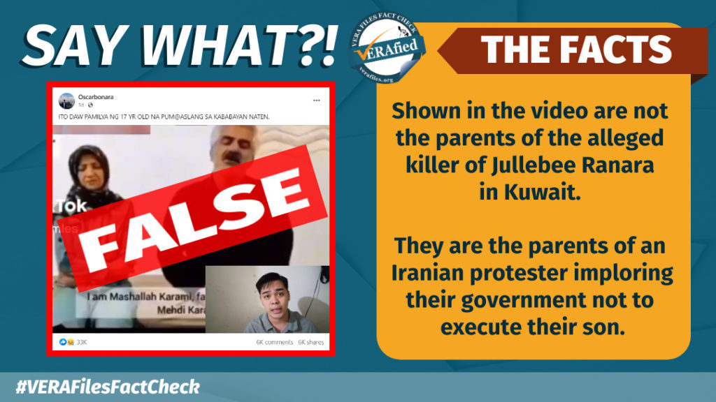 FB video does NOT show parents of alleged killer of Ranara in Kuwait