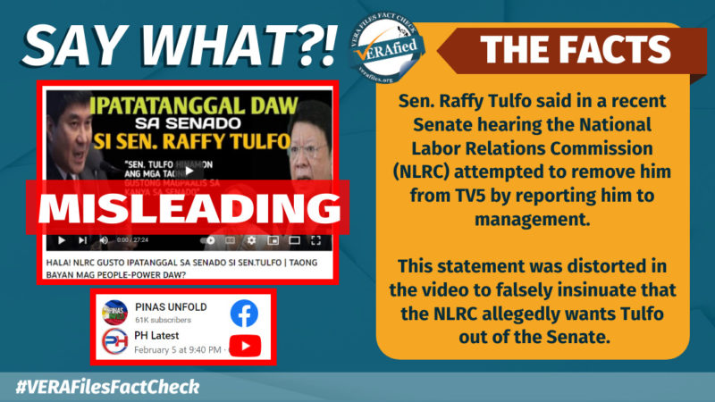 MISLEADING video claims NLRC wants Tulfo out of Senate