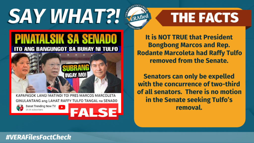 Raffy Tulfo NOT expelled from Senate