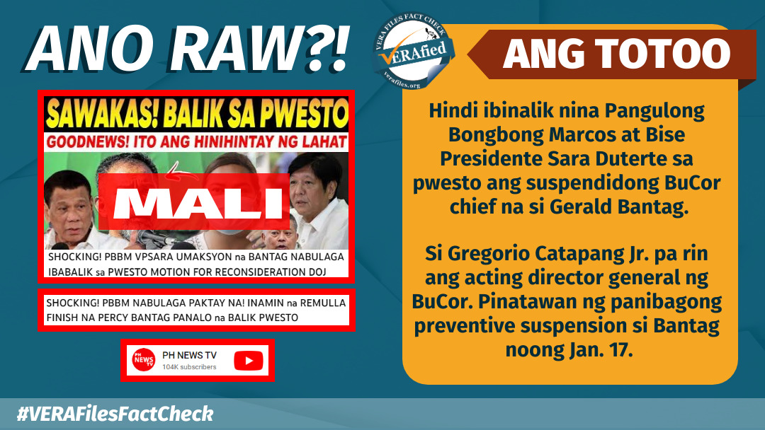 Bantag NOT back as BuCor chief