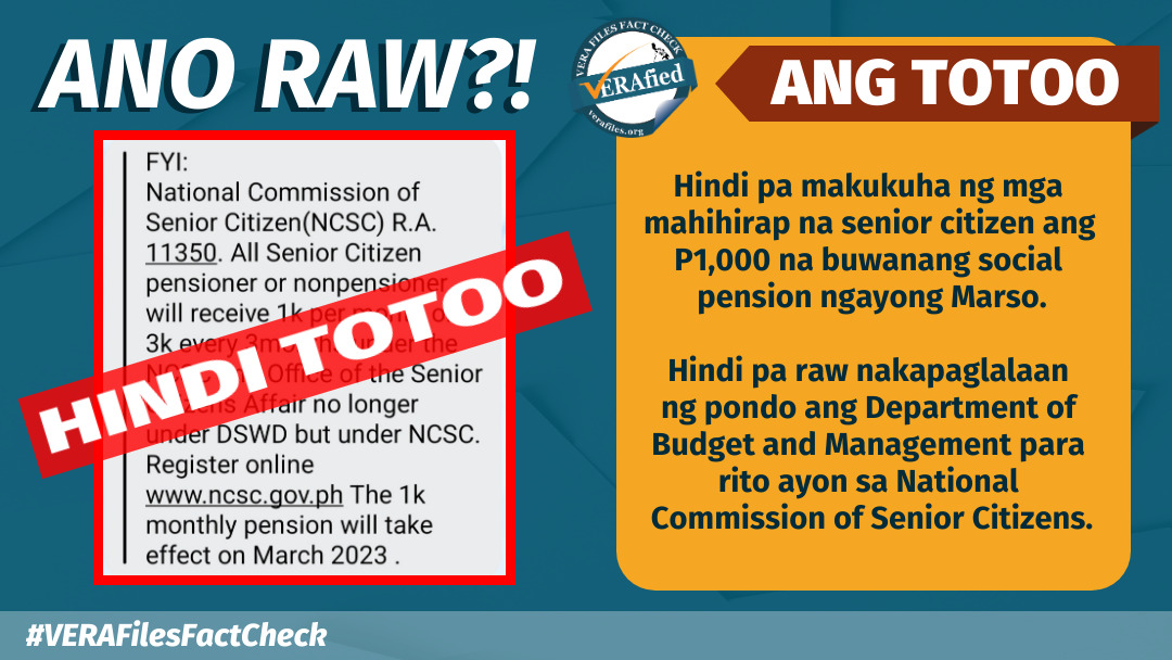 NO P1k monthly pension yet for indigent seniors this March