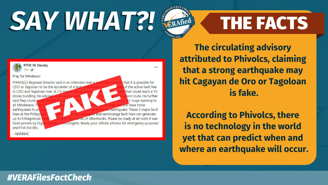 Phivolcs ‘prediction’ on possible killer quakes in Mindanao FAKE