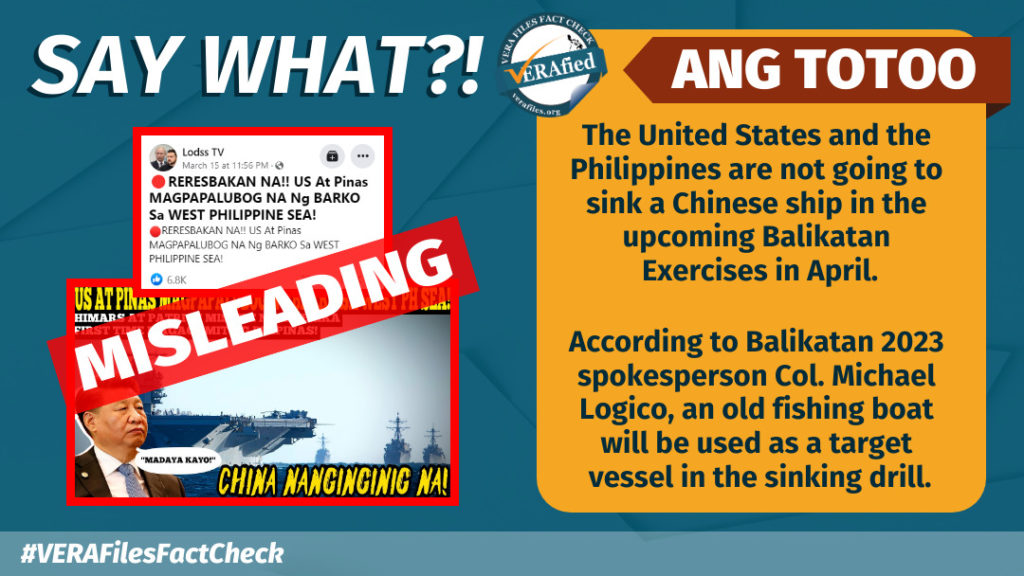 FB video MISLEADINGLY claims US, PH will sink Chinese ship