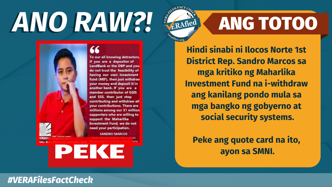 VERA FILES FACT CHECK: Netizens share FAKE Sandro Marcos quote card on ...