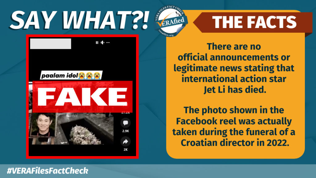 VERA FILES FACT CHECK: Jet Li NOT dead, video a HOAX - VERA Files
