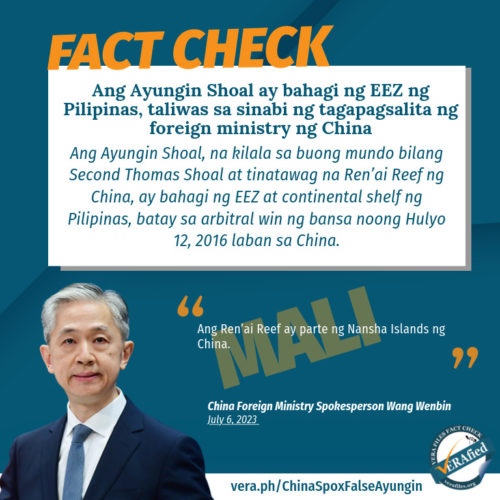 VERA FILES FACT CHECK: Bahagi ng EEZ ng Pilipinas ang Ayungin Shoal ...