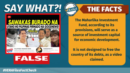 VERA FILES FACT CHECK: Maharlika Fund NOT for PH debt repayment - VERA Files