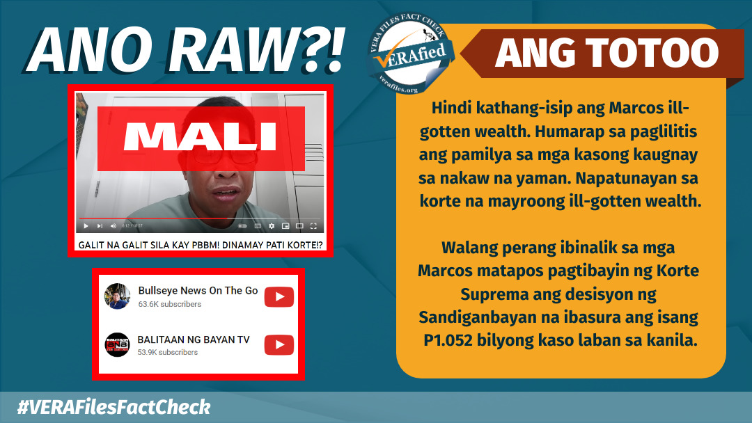 VERA FILES FACT CHECK: Claims that Marcos cases and ill-gotten wealth ...