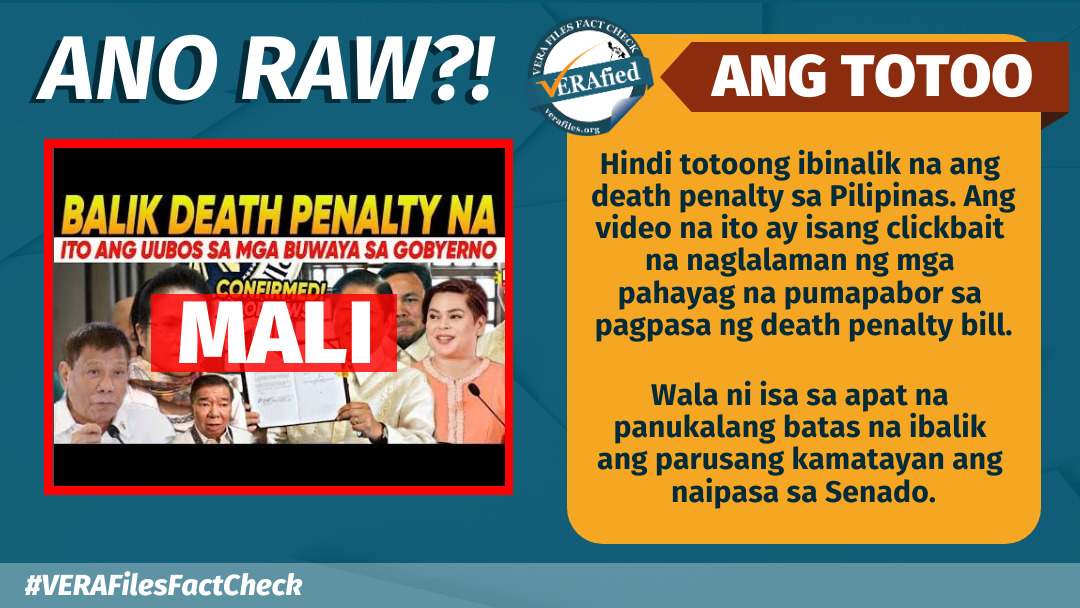 VERA FILES FACT CHECK: Death penalty NOT reinstated - VERA Files