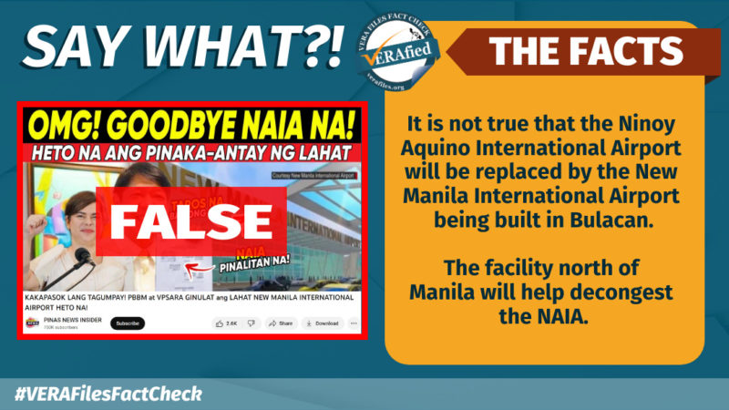 VERA FILES FACT CHECK: Bulacan International Airport will NOT replace NAIA