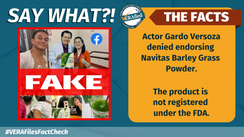 VERA FILES FACT CHECK: Actor Gardo Versoza is NOT promoting barley ...