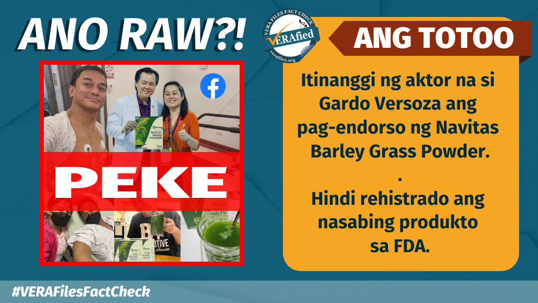 VERA FILES FACT CHECK: Actor Gardo Versoza is NOT promoting barley ...