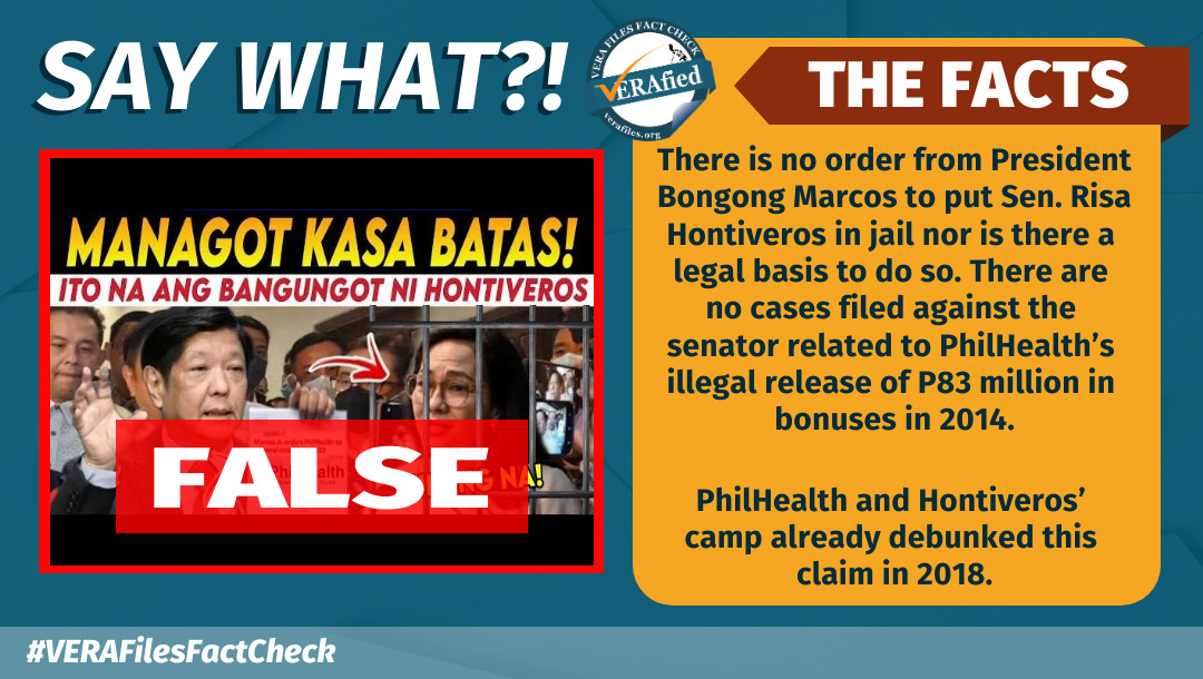 VERA FILES FACT CHECK: NO Marcos order to jail Hontiveros over ...