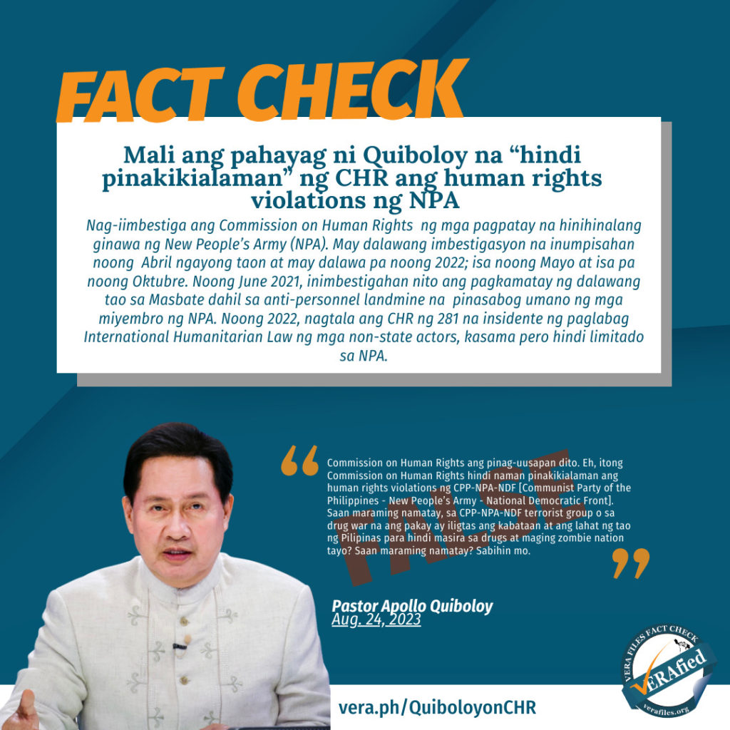 VERA FILES FACT CHECK: Paratang ni Quiboloy na ‘hindi pinakikialaman’ ng Commission on Human ...