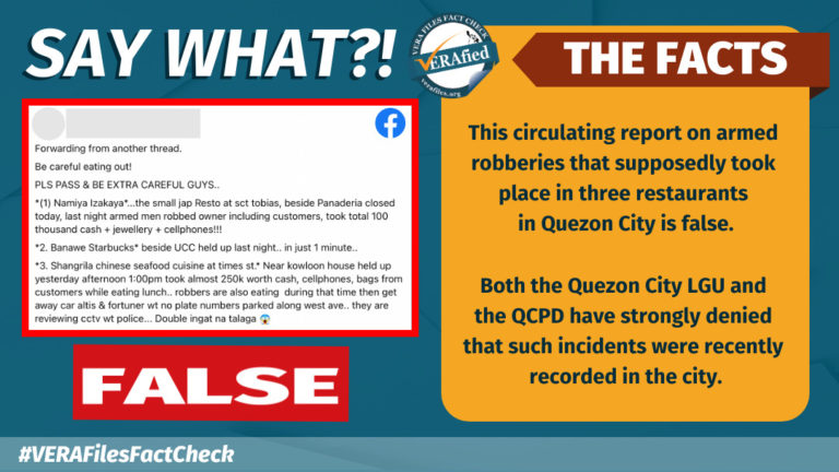 VERA FILES FACT CHECK: FALSE report on robbery incidents in Quezon City ...