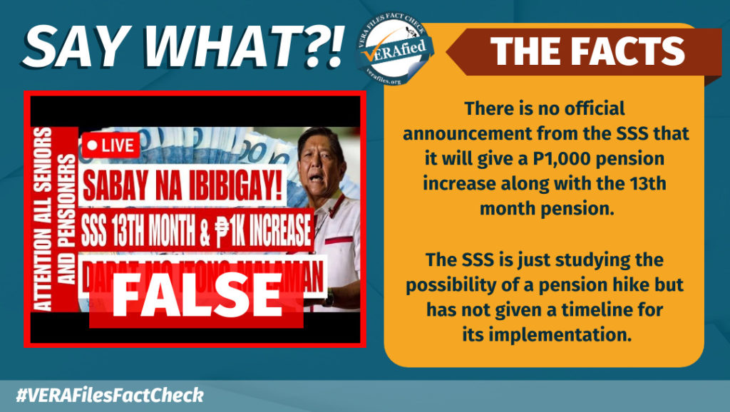 VERA FILES FACT CHECK: NO P1K increase in SSS pension - VERA Files