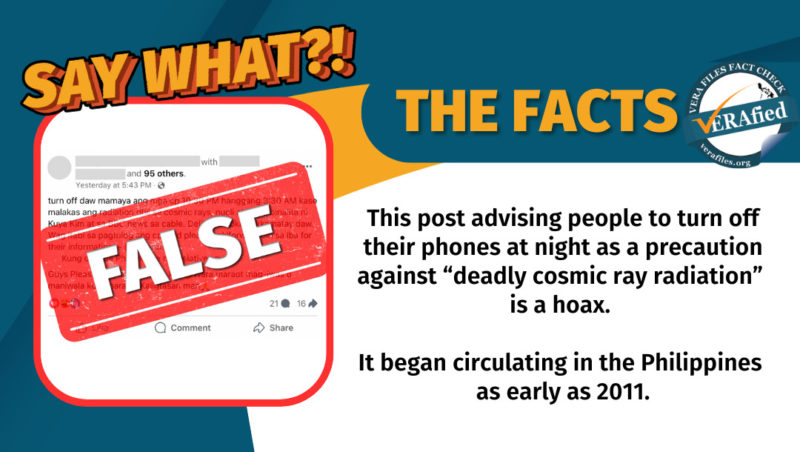 VERA FILES FACT CHECK: Texts warning phone users of ‘cosmic ray ...