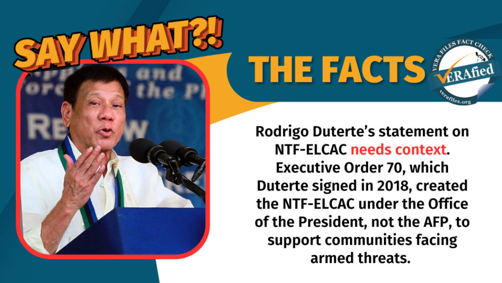 Vera Files Fact Check Rodrigo Dutertes Statement On Ntf Elcac Needs