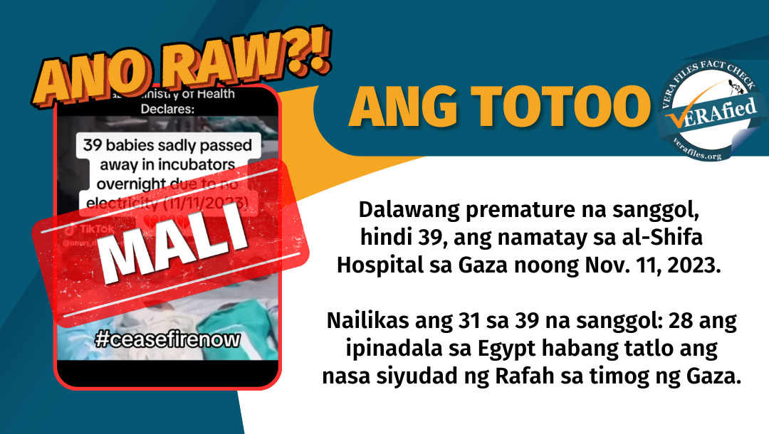 VERA FILES FACT CHECK: TikTok video on death of 39 babies in Gaza FALSE ...