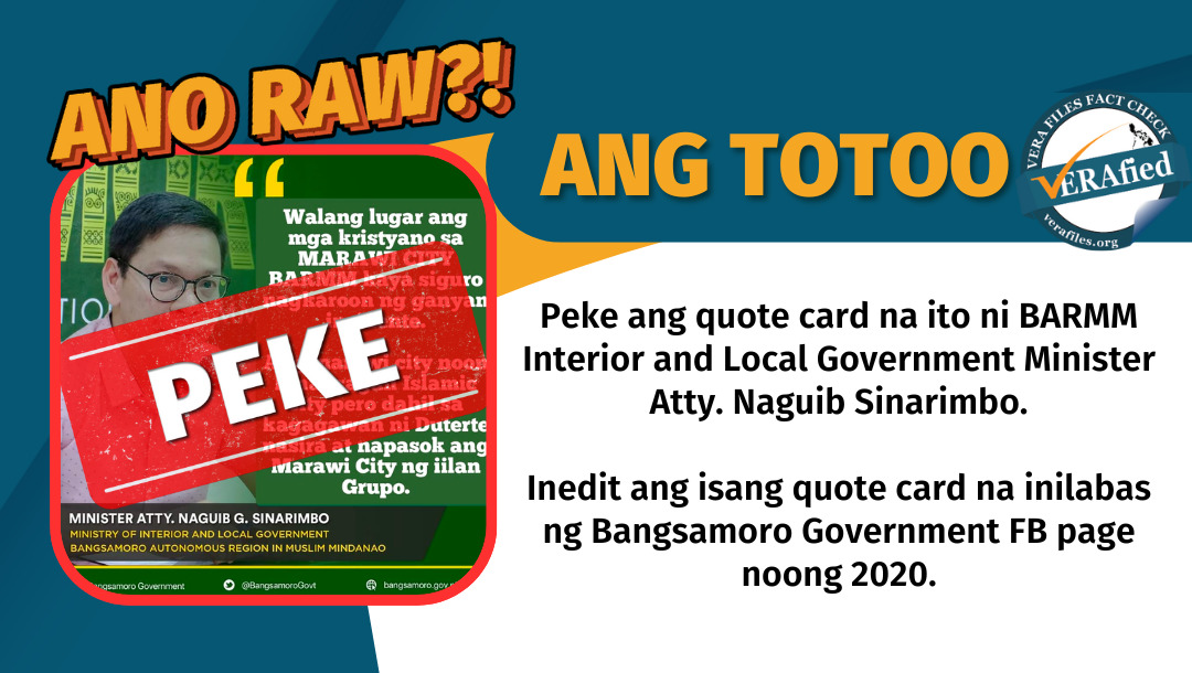 VERA FILES FACT CHECK: BARMM official DID NOT say ‘Christians are ...