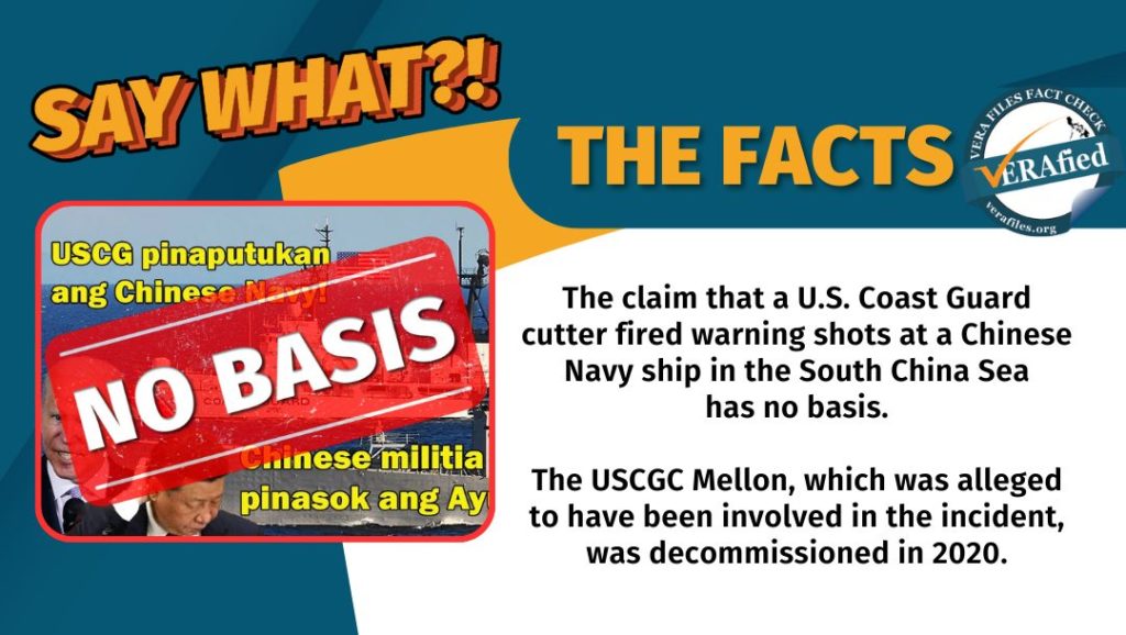 VERA FILES FACT CHECK: Claim that U.S. Coast Guard fired warning shot ...
