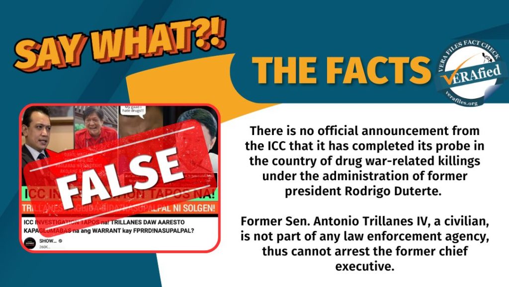 VERA FILES FACT CHECK: Trillanes NOT deputized by ICC to arrest Duterte ...