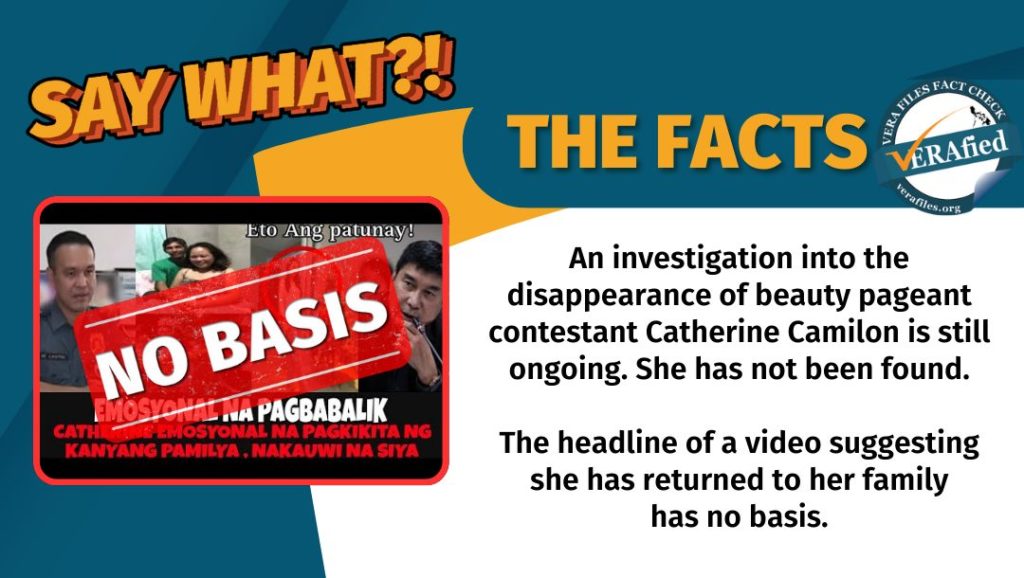 VERA FILES FACT CHECK: Video about Catherine Camilon’s return to family ...