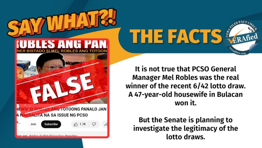 VERA FILES FACT CHECK: HINDI 'real winner' ng PCSO exec sa P43-M lotto ...