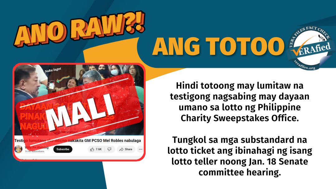 VERA FILES FACT CHECK: Ang PCSO lotto teller ay nagsasalita tungkol sa ...