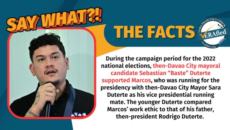 VERA FILES FACT CHECK: Davao City Mayor ‘Baste’ Duterte walks back on ...