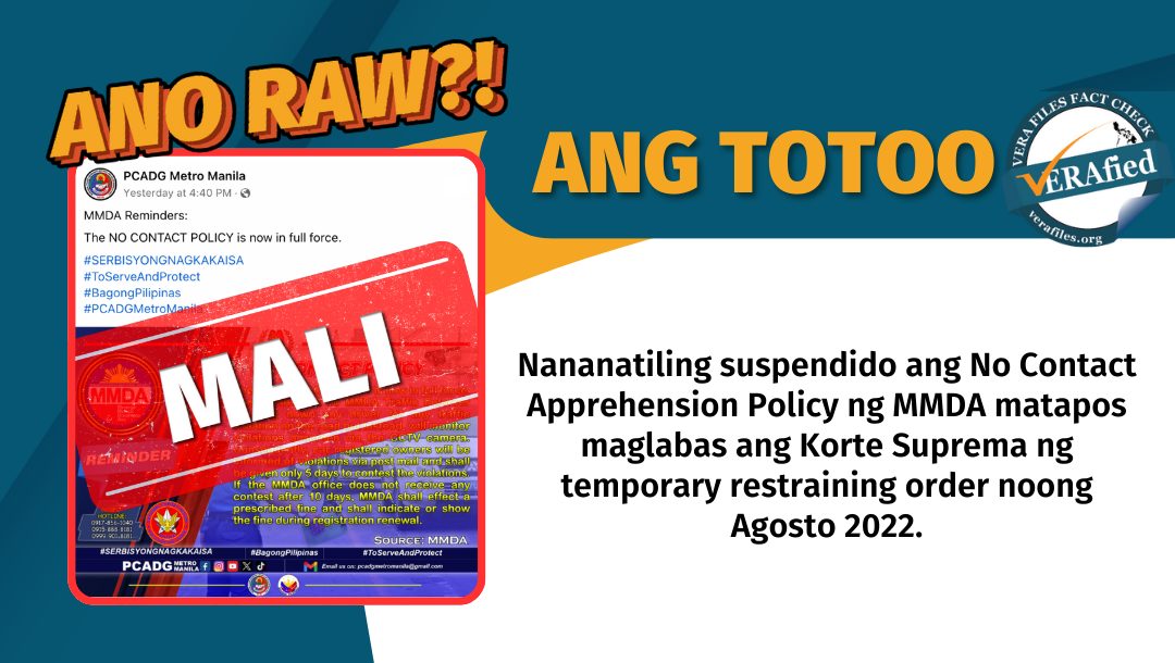 VERA FILES FACT CHECK: MMDA has NOT re-implemented No Contact ...