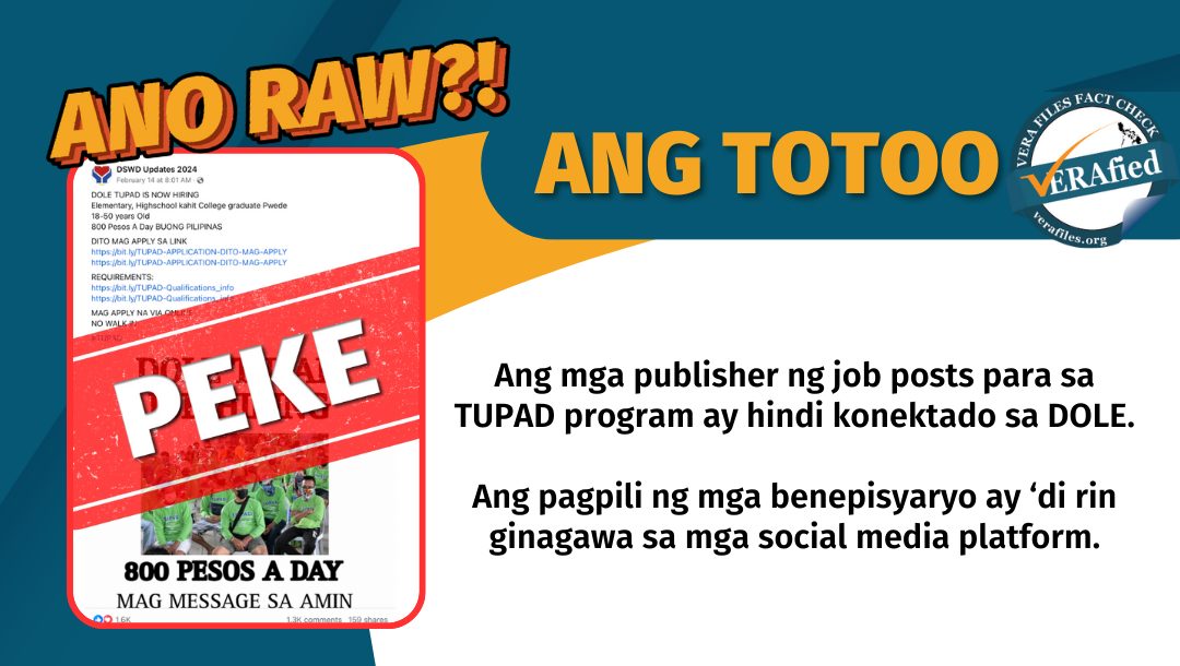 VERA FILES FACT CHECK: Circulating ‘TUPAD hiring’ posts BOGUS, NOT from ...