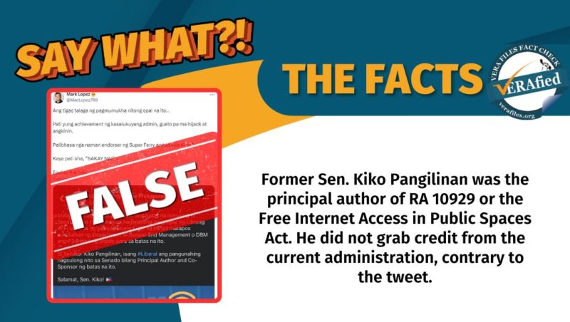 VERA FILES FACT CHECK: Pangilinan NOT credit-grabbing; authored Free ...
