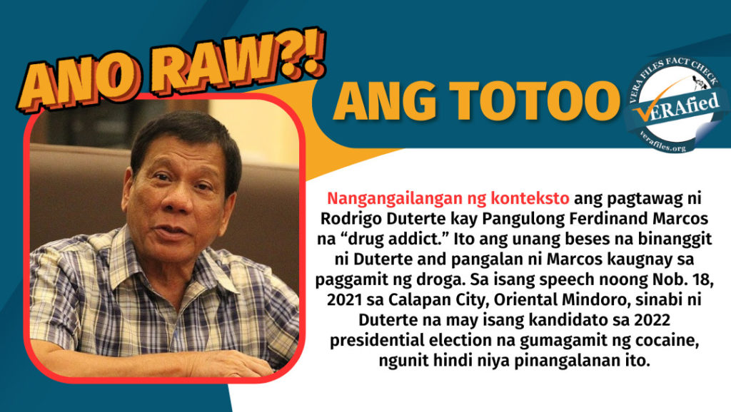 VERA FILES FACT CHECK: Pagtawag ni Rodrigo Duterte kay Pangulong Marcos ...