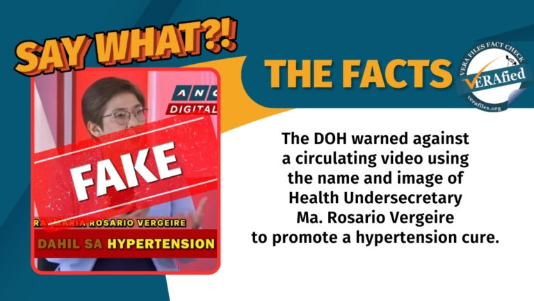 VERA FILES FACT CHECK: Ad with Vergeire promoting hypertension cure ...